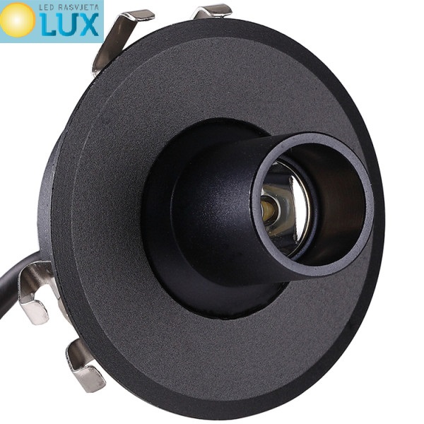 LED RASVJETA ZA ORMARIĆ 12V 1W 3000K D39MM CRNA - LED RASVJETA LUX